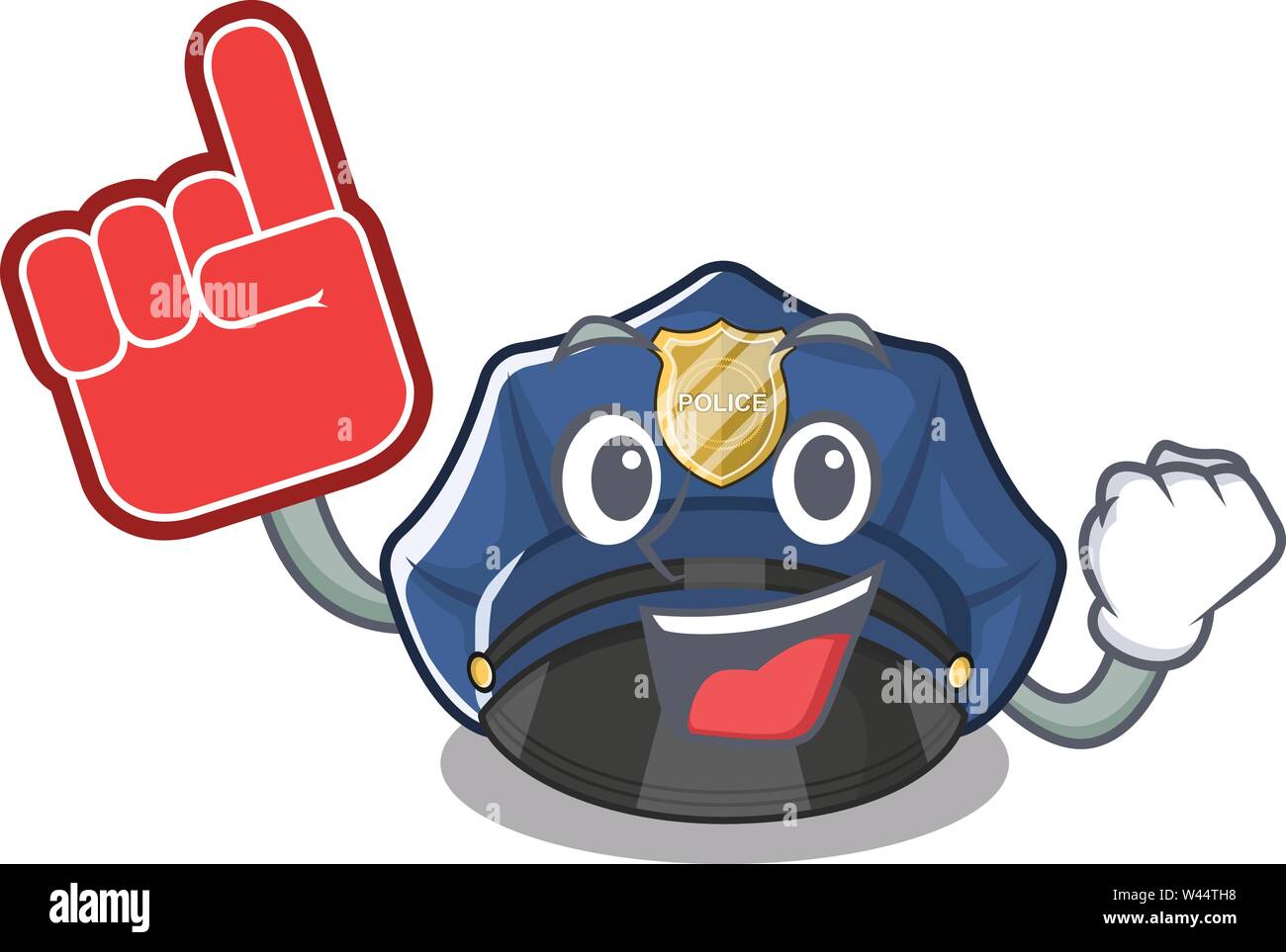 Foam finger police hat in a cartoon bag vector illustartion Stock ...