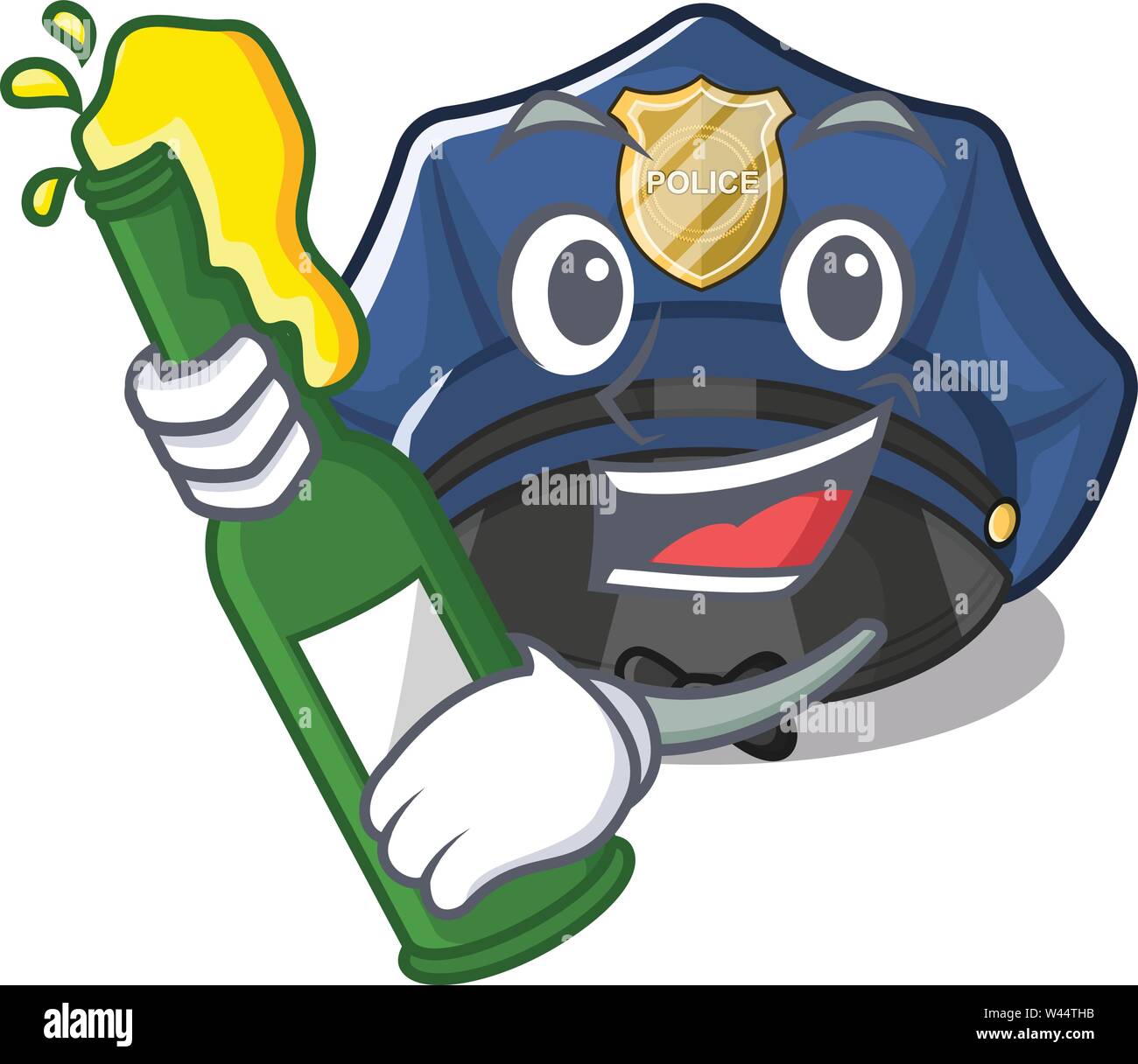 With beer police hat in a cartoon bag vector illustartion Stock Vector ...