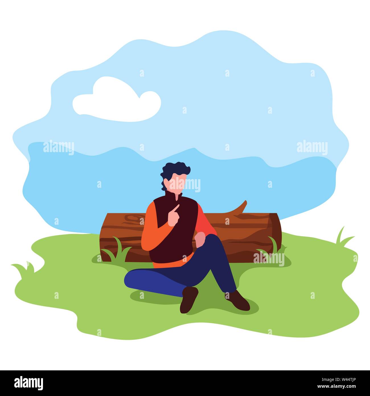 Laughing young man sitting park Stock Vector Images - Alamy
