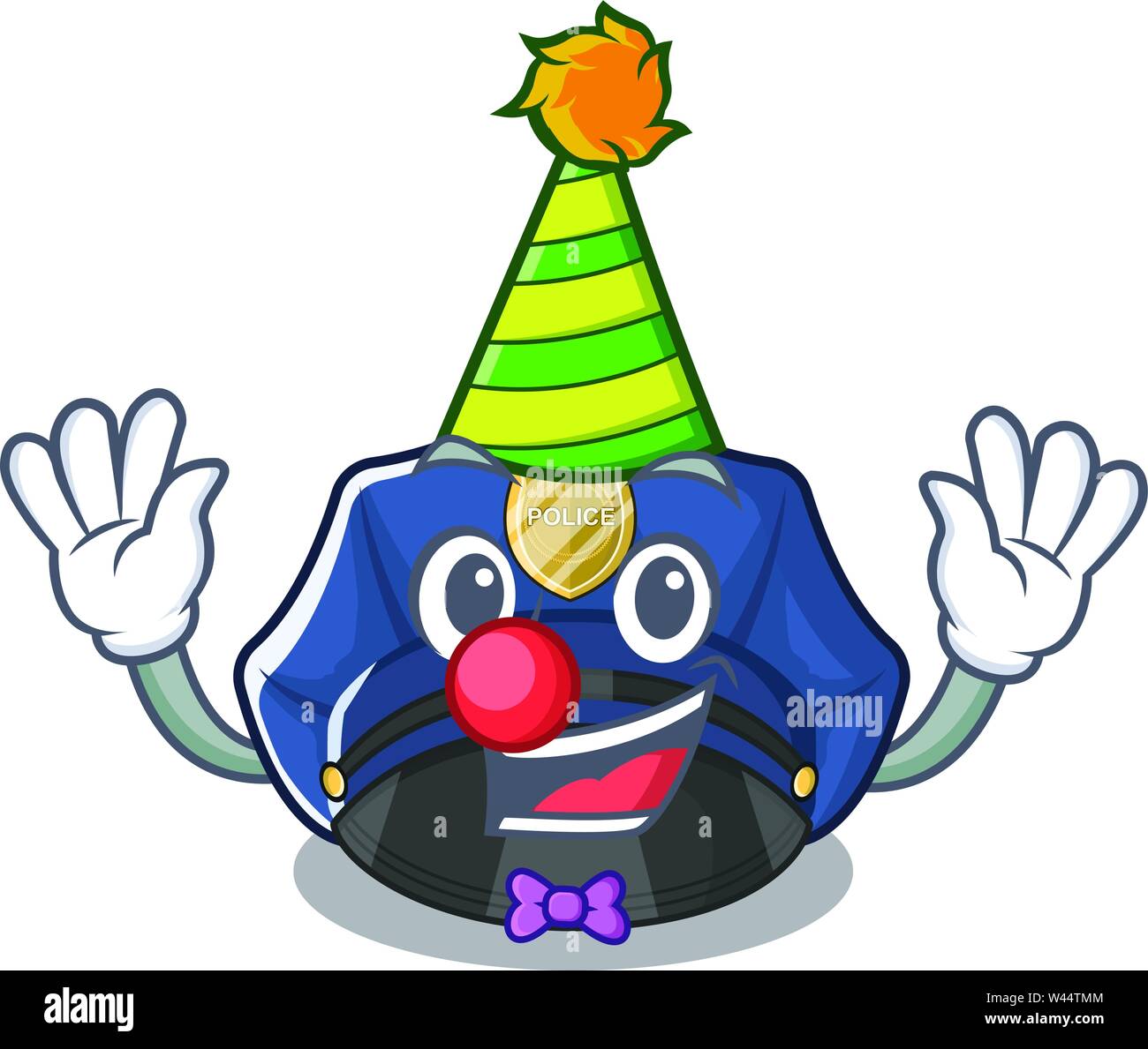 Clown police hat in a cartoon bag vector illustartion Stock Vector ...