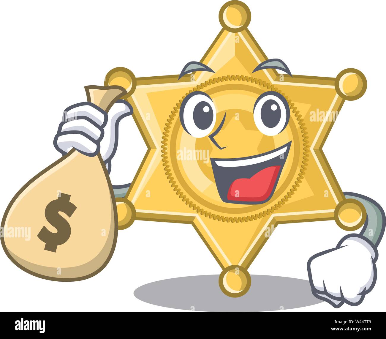 With money bag star badge police isolated in mascot vector illustration ...