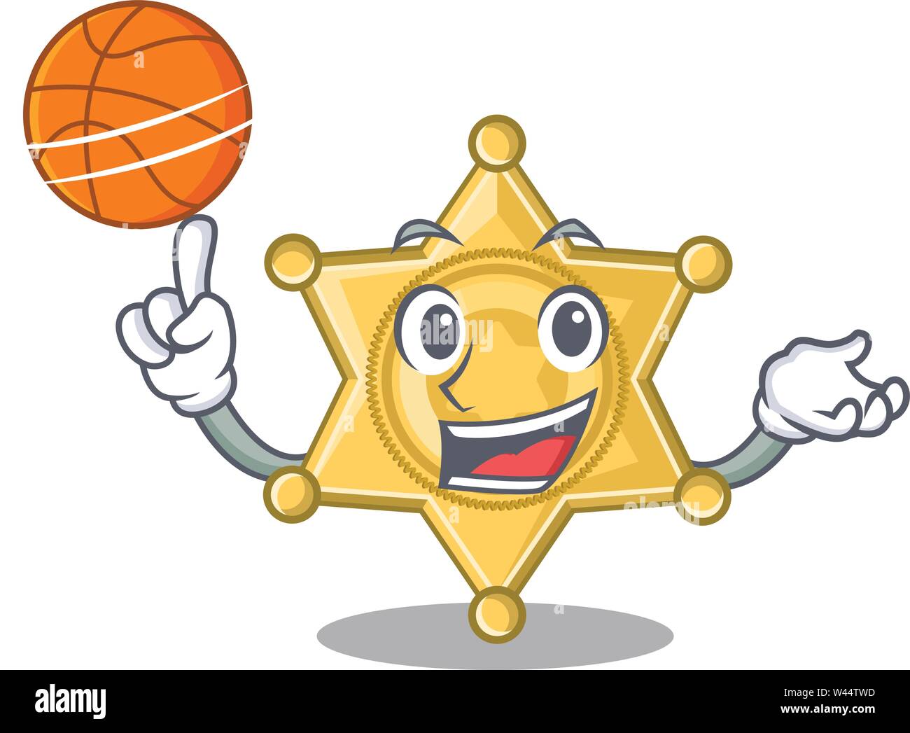 With basketball star badge police isolated in mascot vector ...