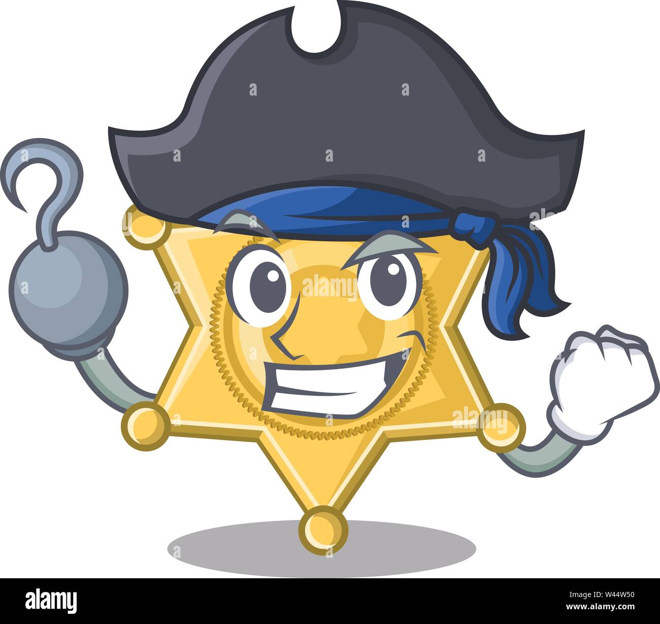 Pirate star badge police isolated in mascot vector illustration Stock ...