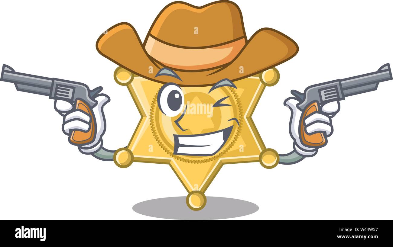 Cowboy star badge police isolated in mascot vector illustration Stock ...