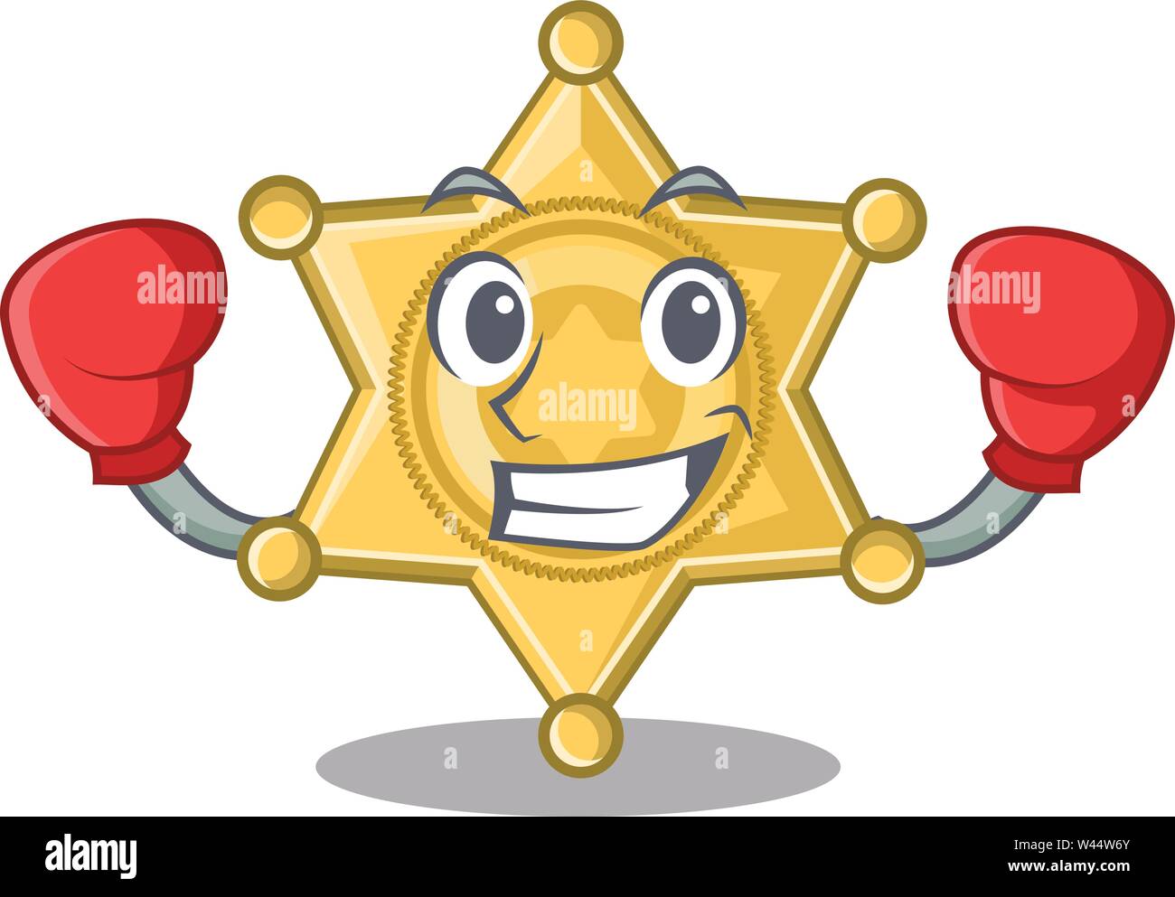 Boxing star badge police isolated in mascot vector illustration Stock ...