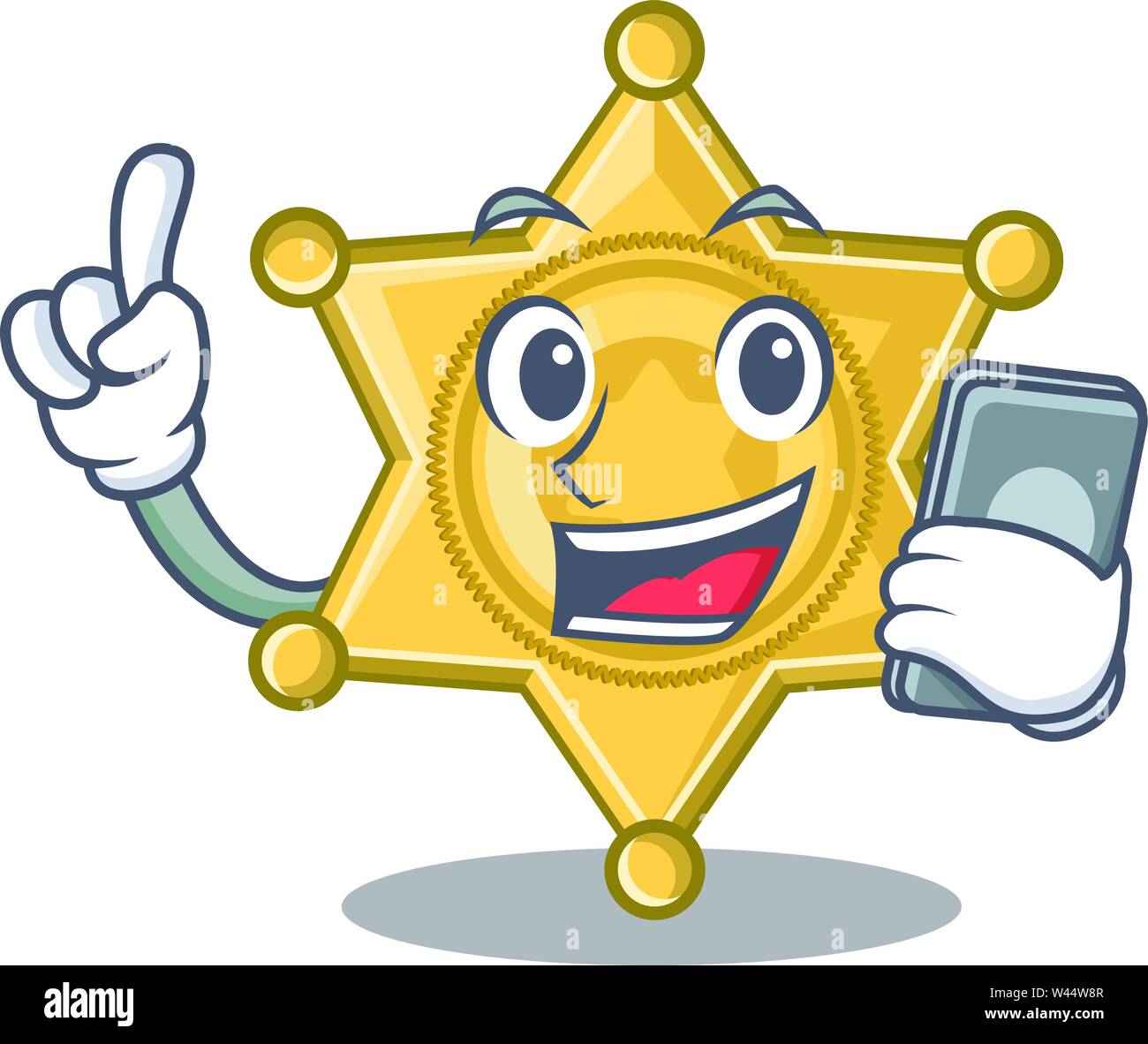 With phone star badge police isolated in mascot vector illustration ...