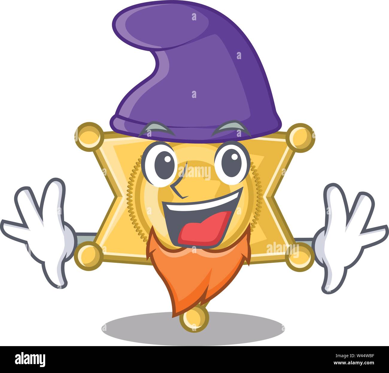 Elf star badge police isolated in mascot vector illustration Stock ...