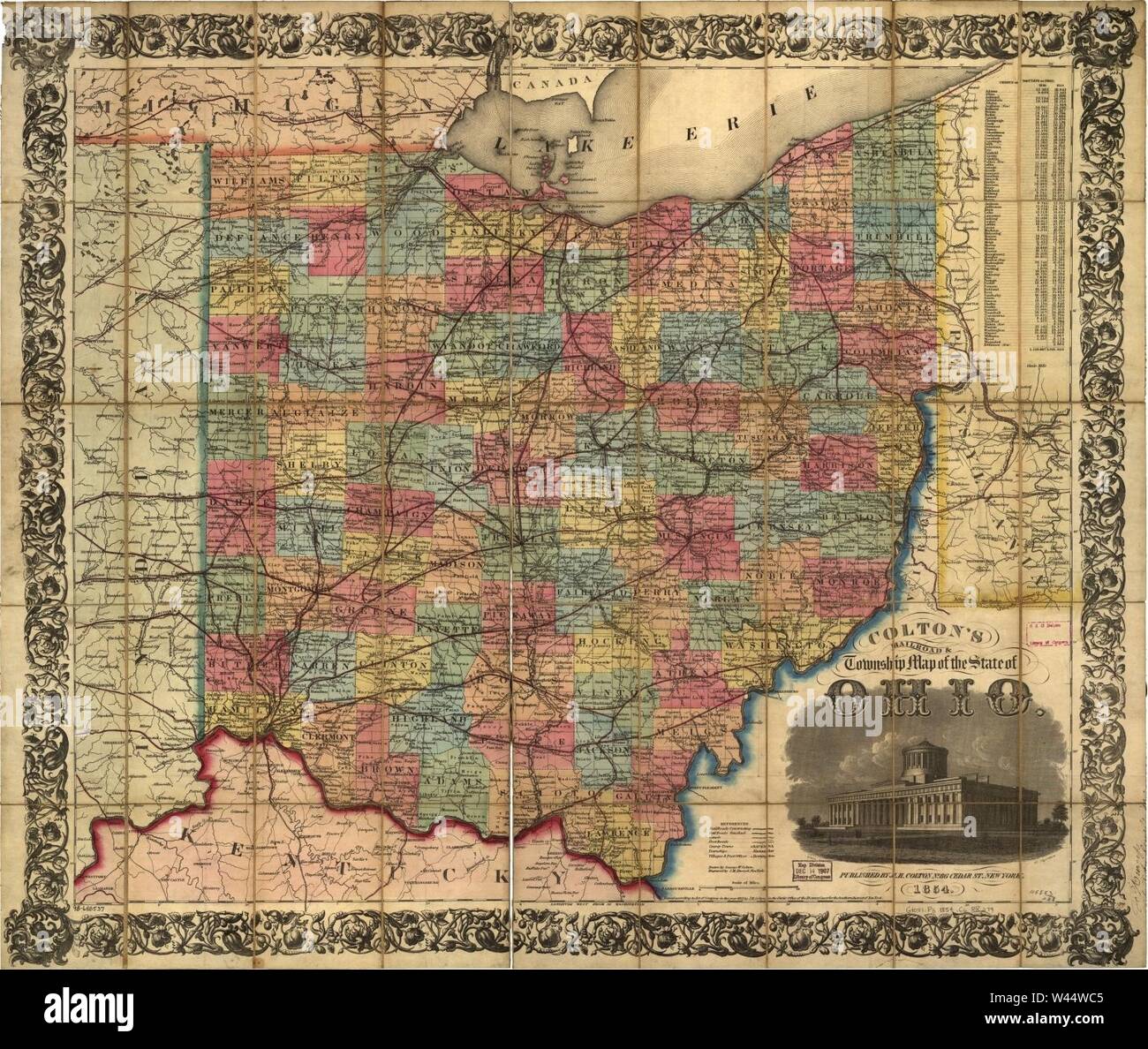 Colton's railroad & township map of the state of Ohio, drawn by George ...