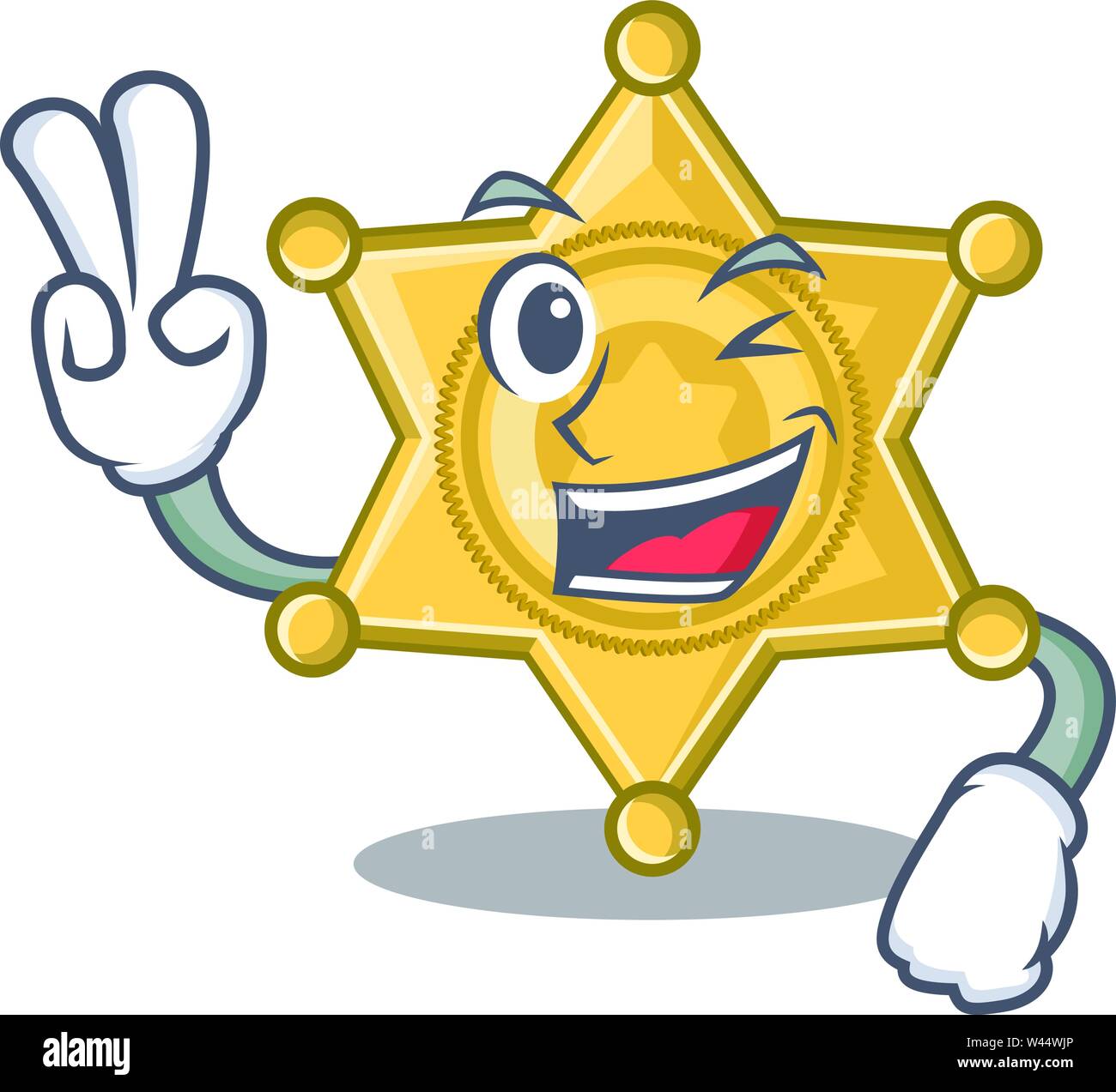 Two finger star badge police on a cartoon vector illustration Stock ...