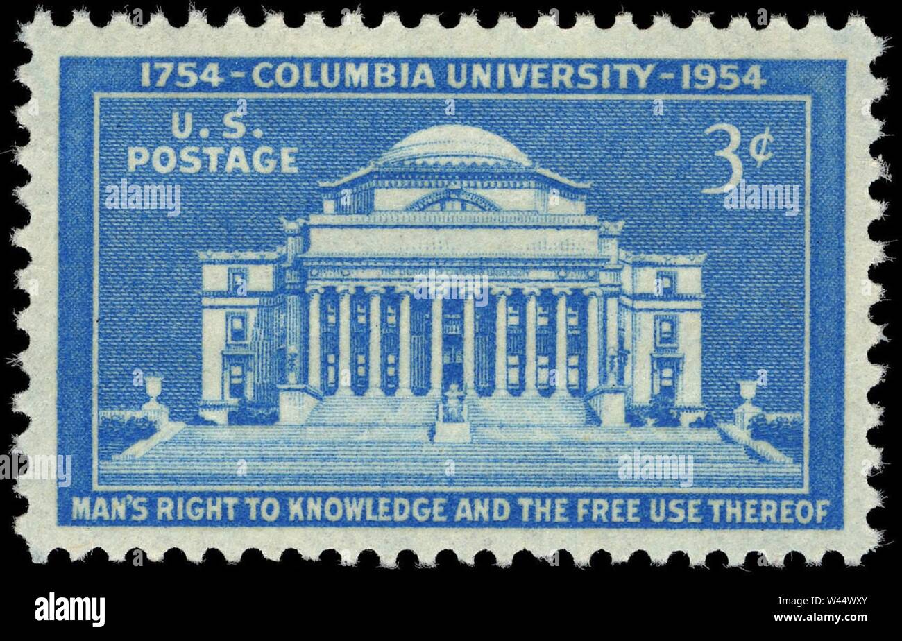 Columbia University 200th Anniversary 3c 1954 issue U.S. stamp Stock ...