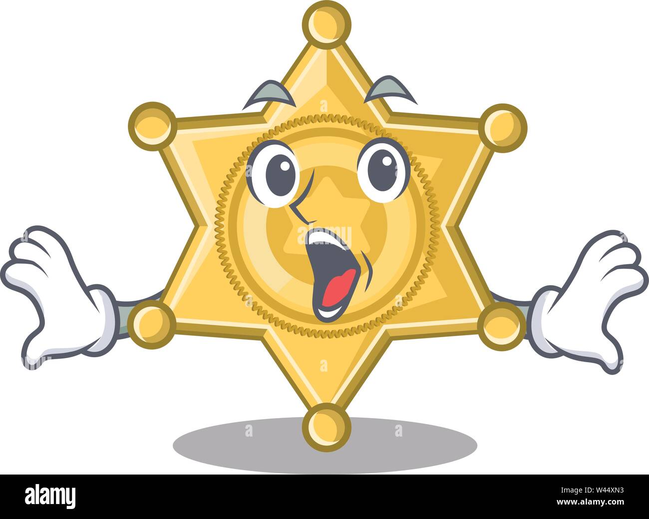Surprised star police badge the character shape vector illustration ...