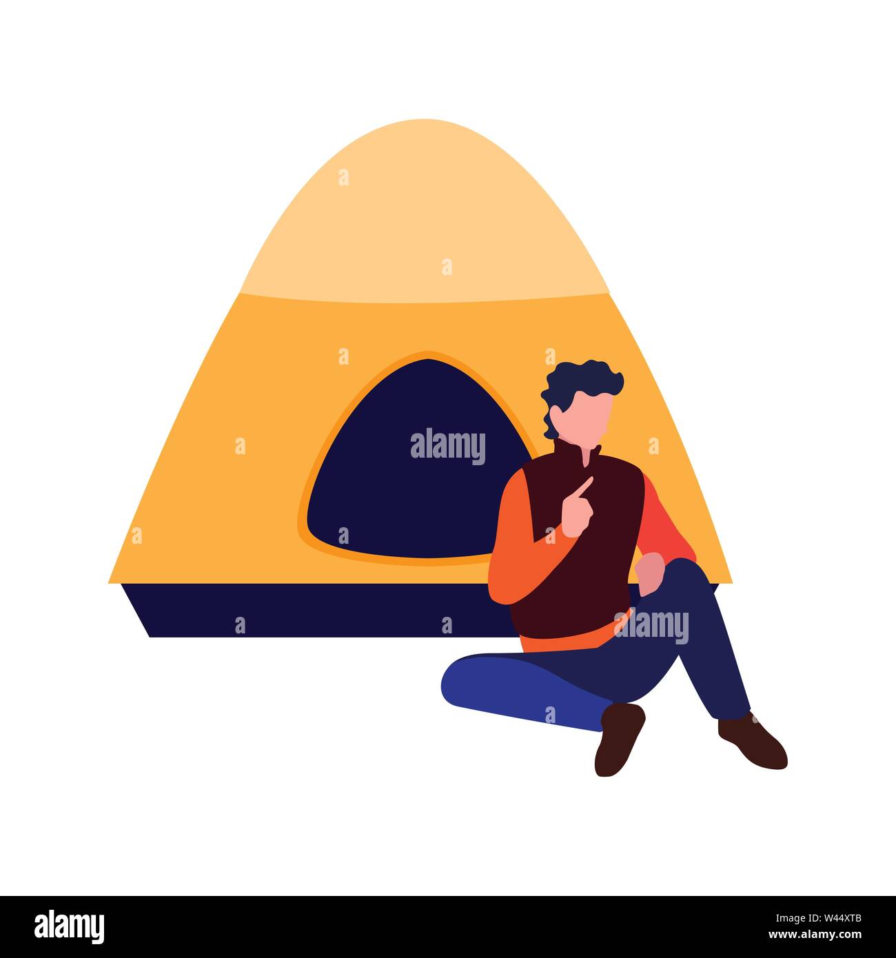 man with tent camping hiking vector illustration Stock Vector Image ...
