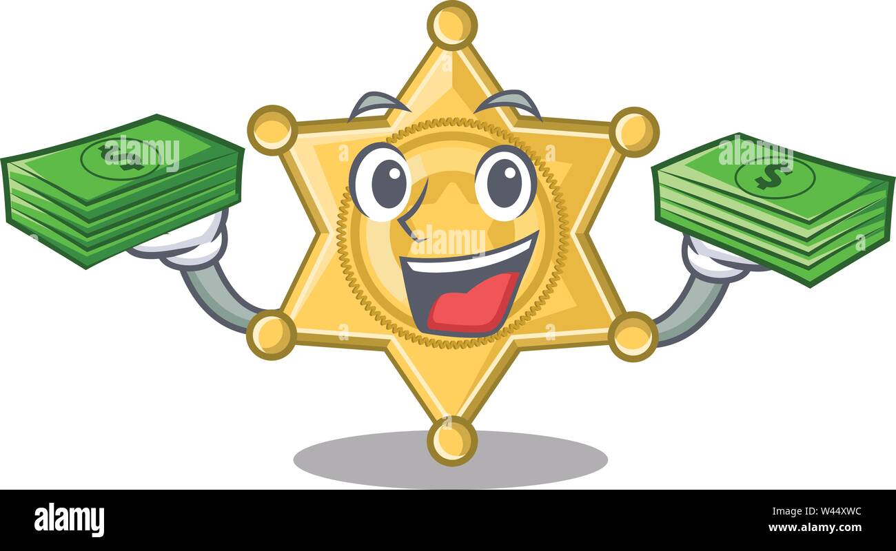 With money bag star police badge the character shape vector ...