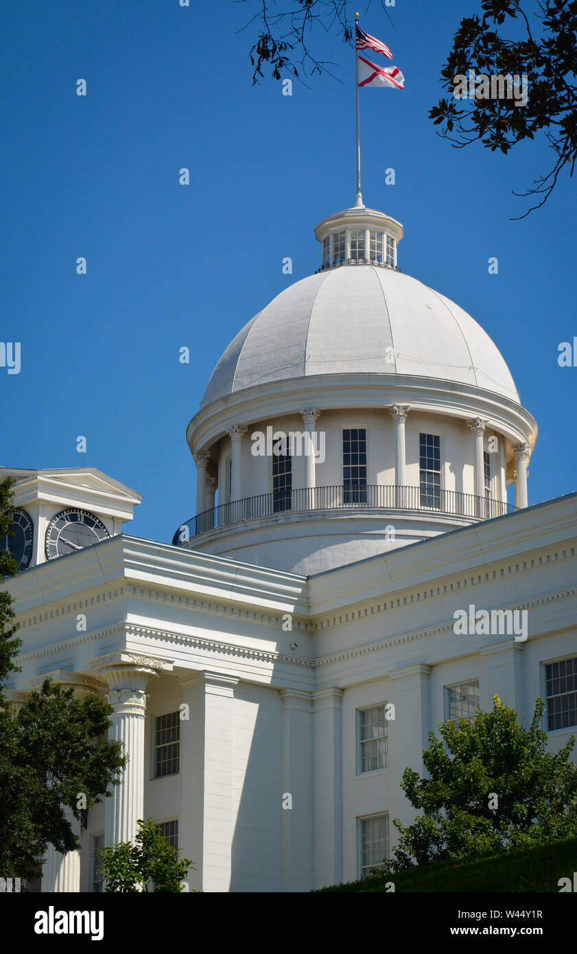 A close up view of the Greek Revival style, historic Alabama State ...