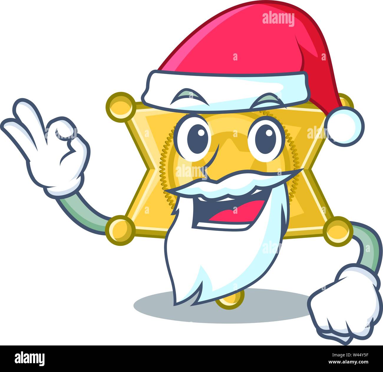 Santa star police badge on cartoon table vector illustration Stock ...