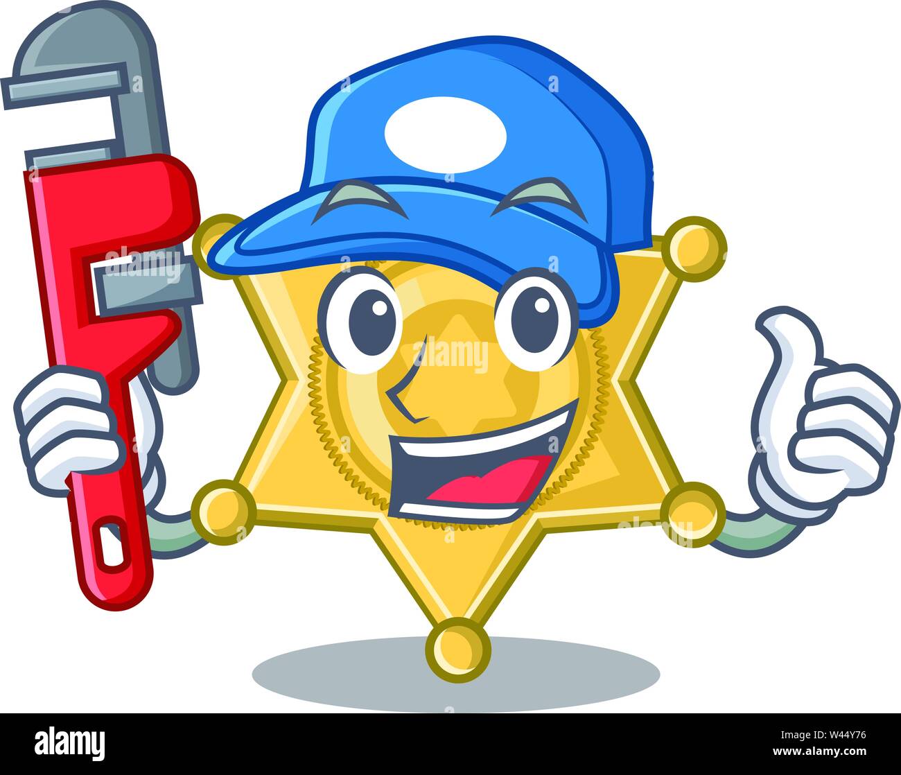 Plumber star police badge on cartoon table vector illustration Stock ...