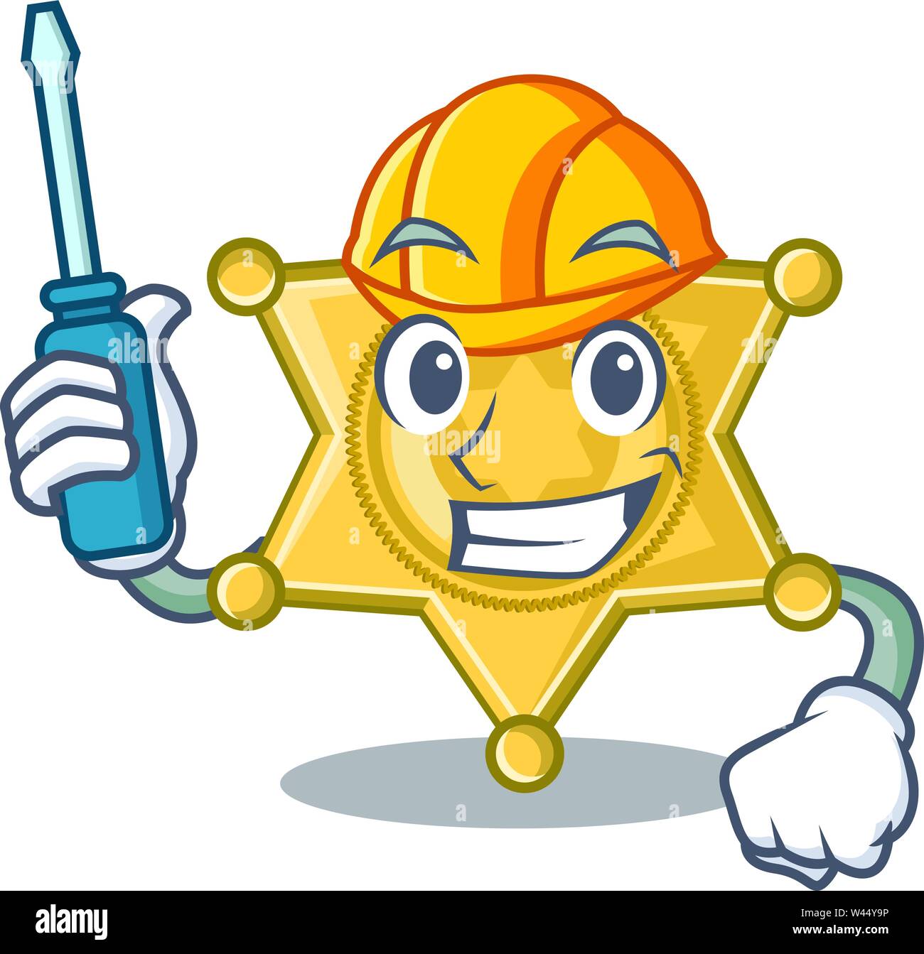 Automotive star police badge on cartoon table vector illustration Stock ...