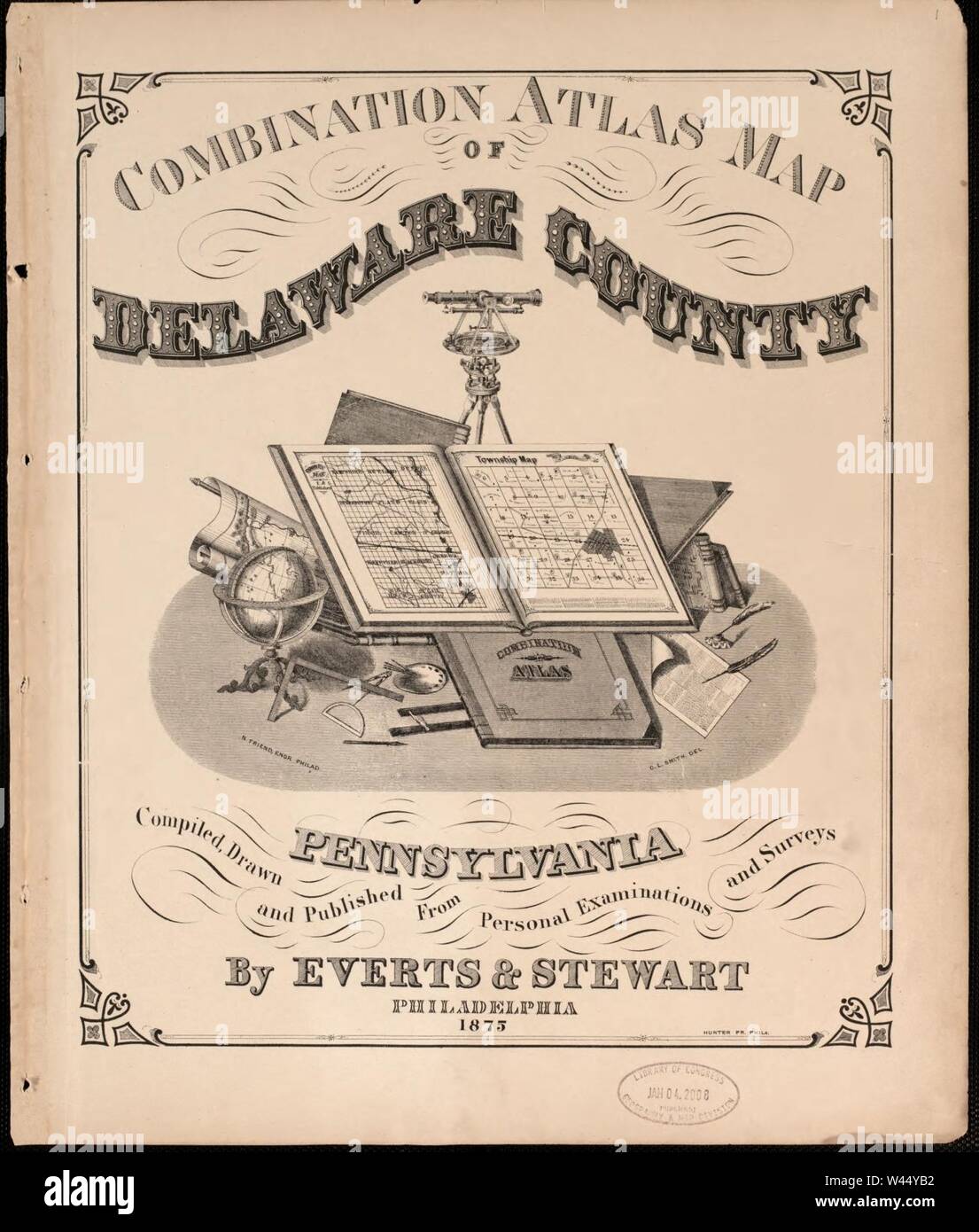 Combination atlas map of Delaware County, Pennsylvania Stock Photo - Alamy