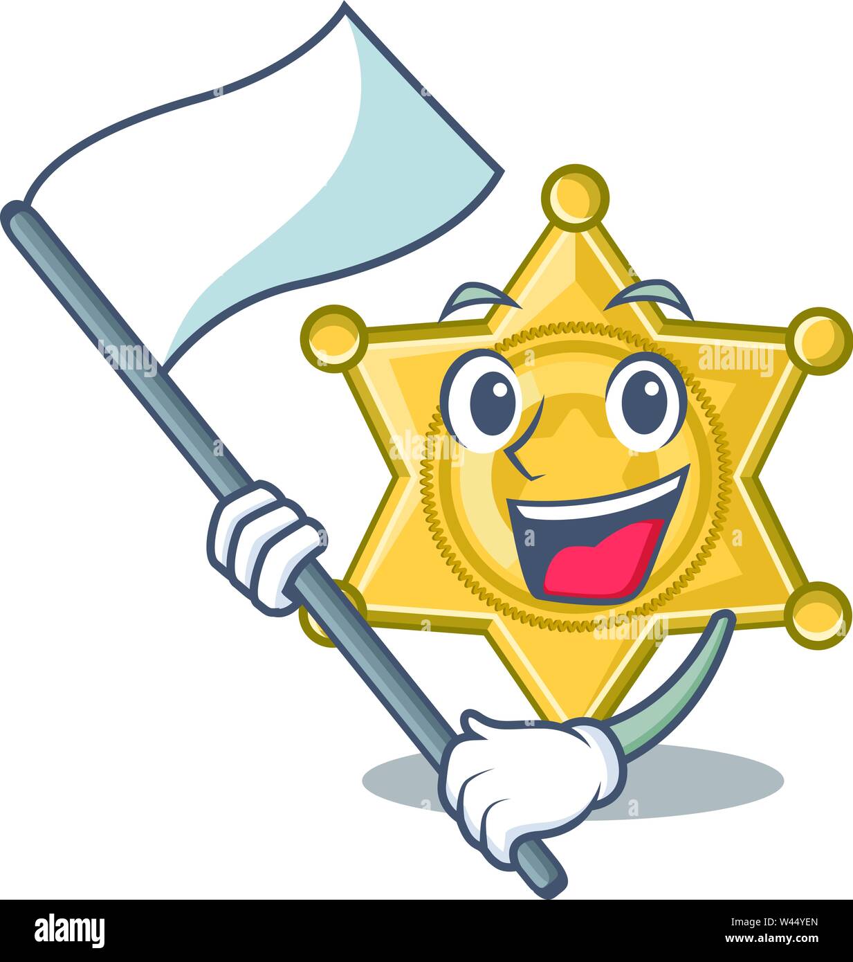 With flag star police badge on cartoon table vector illustration Stock ...