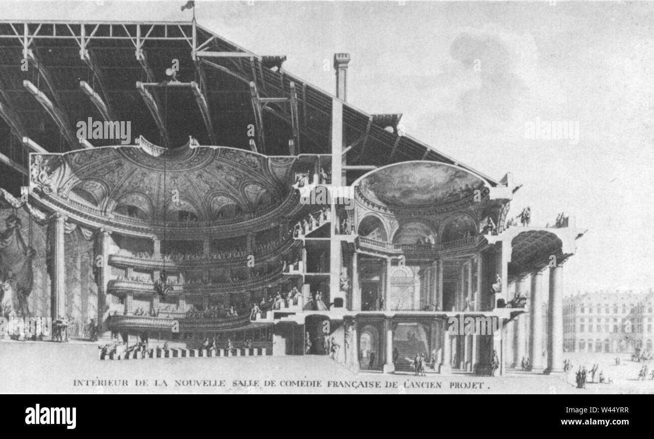 Comédie-Française (Odéon) long section in perspective, 2d design ...