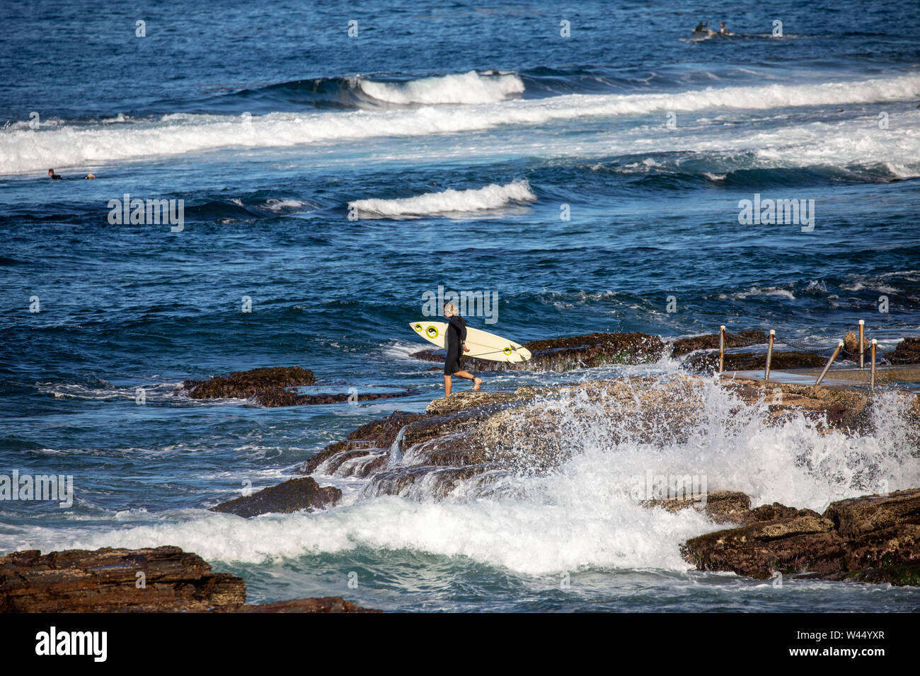 Australian surfers at Avalon beach in Sydney surfing the waves Stock ...