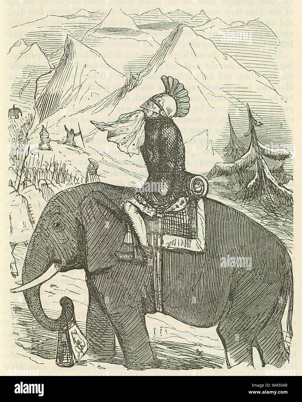 Comic History of Rome p 173 Hannibal crossing the Alps Stock Photo - Alamy