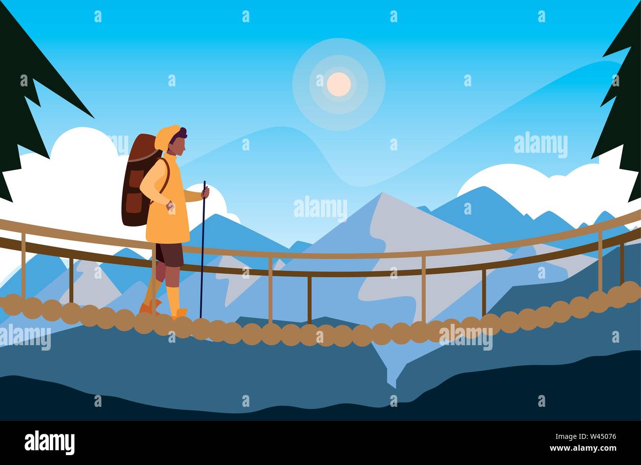 Rope suspension bridge Stock Vector Images - Alamy