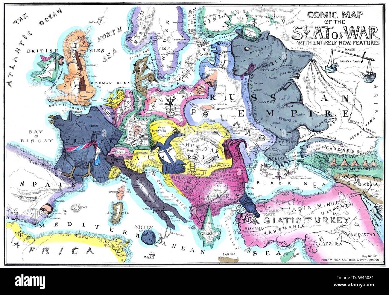 Comic map 1854 Stock Photo - Alamy