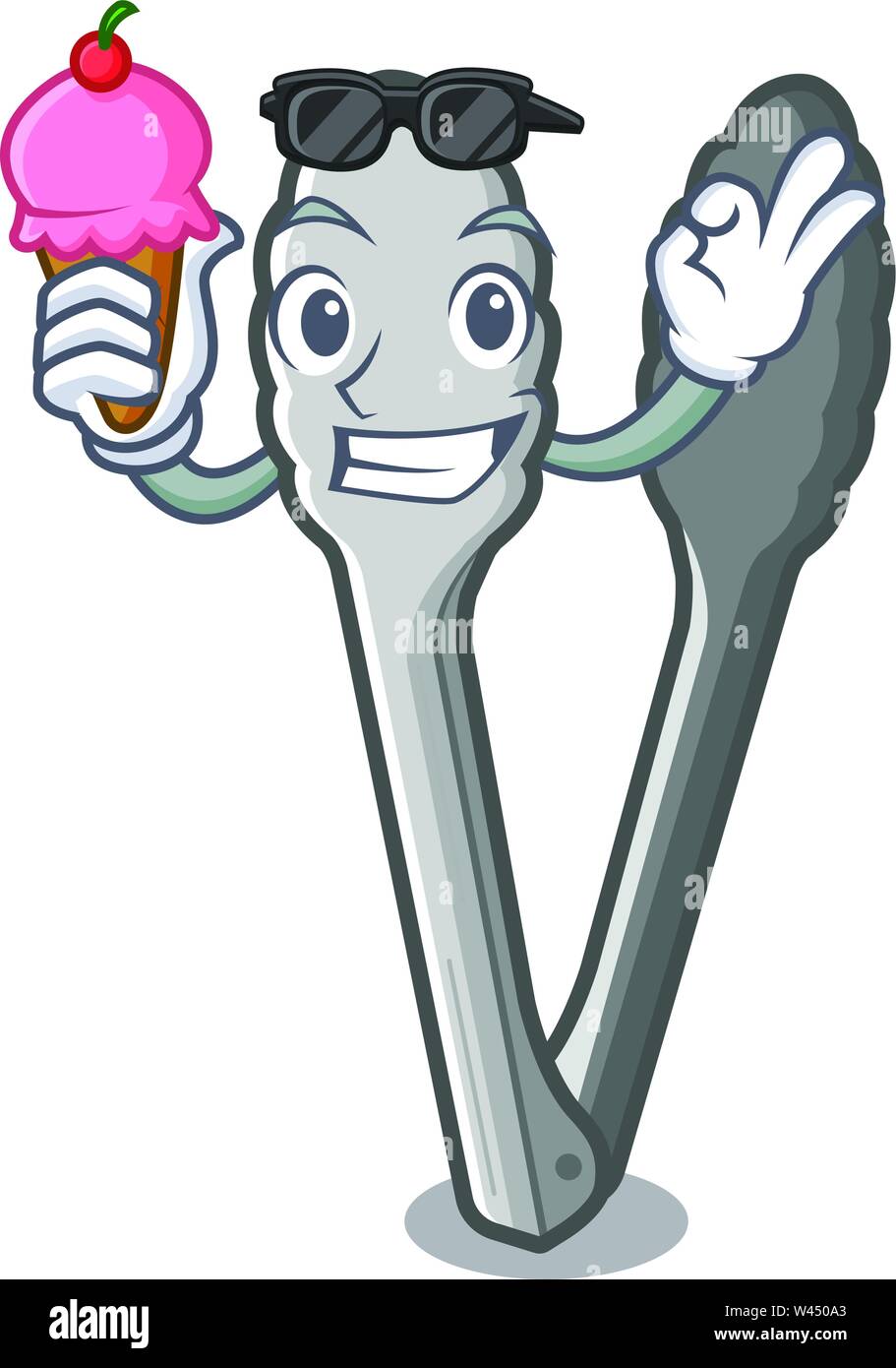 With ice cream tongs in the a cartoon shape vector illustration Stock ...