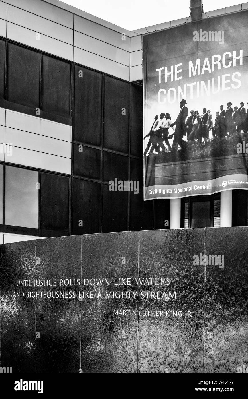 A photographic banner depicting African Americans on a protest march ...