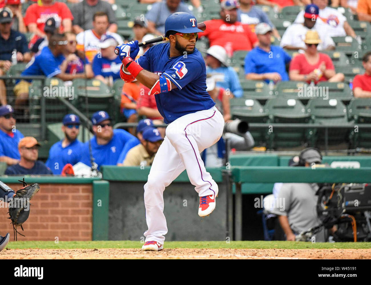 July 14, 2019: Texas Rangers shortstop Elvis Andrus #1 at bat during an ...