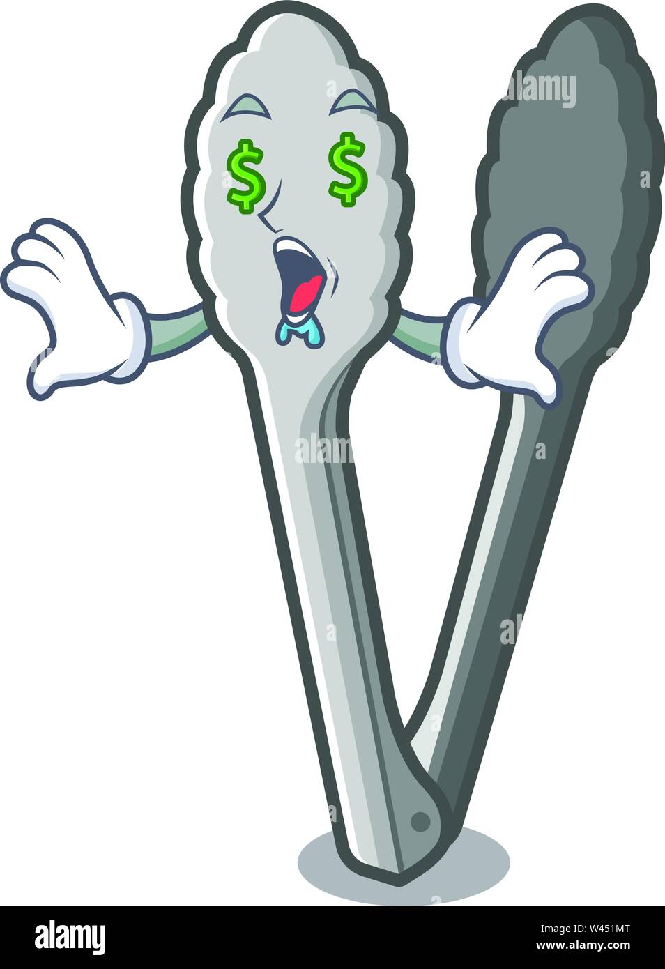 Money eye character tongs on the kitchen table vector illustration ...