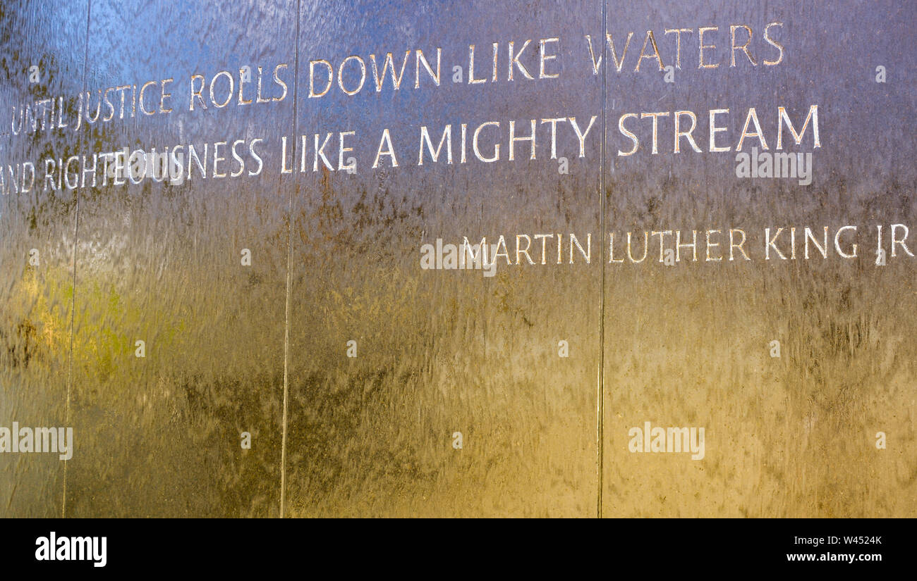 The Civil Rights Memorial Center displays a MLK Jr quote inscription on ...