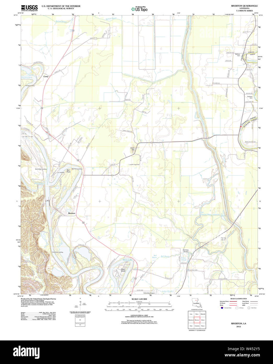 USGS TOPO Map Louisiana LA Riverton 20120413 TM Stock Photo - Alamy