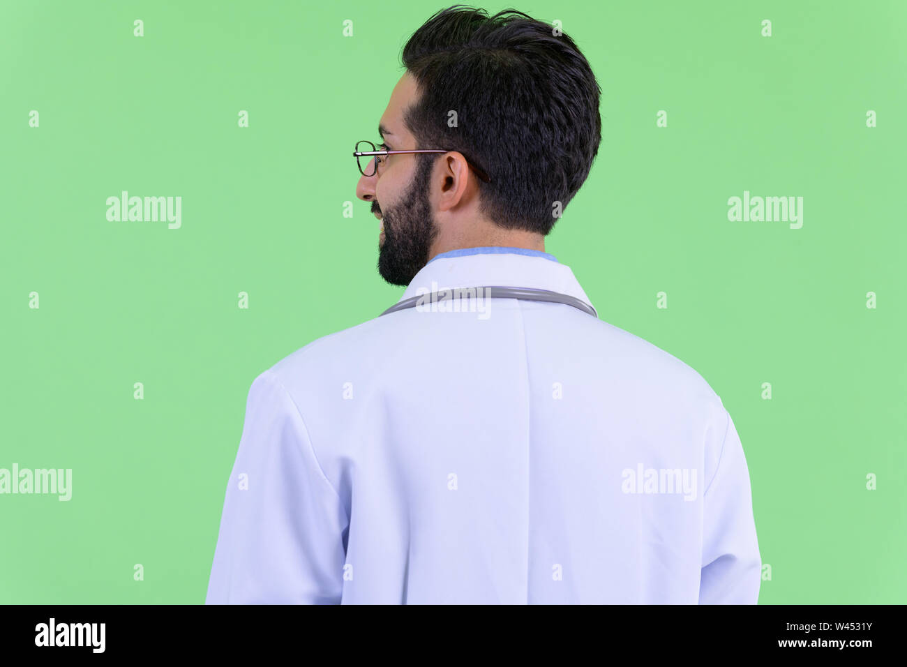 Closeup back view young bearded hi-res stock photography and images - Alamy