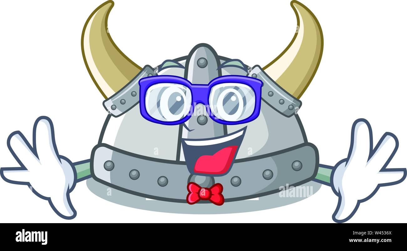 Geek viking helmet in the cartoon shape vector illustration Stock ...