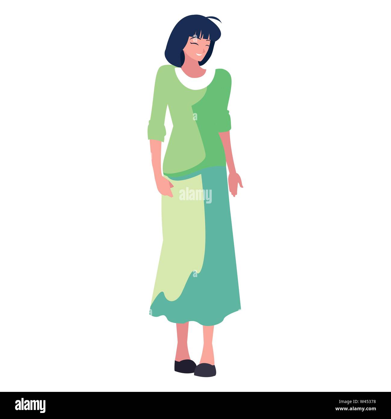 beautiful woman standing white background vector illustration Stock ...