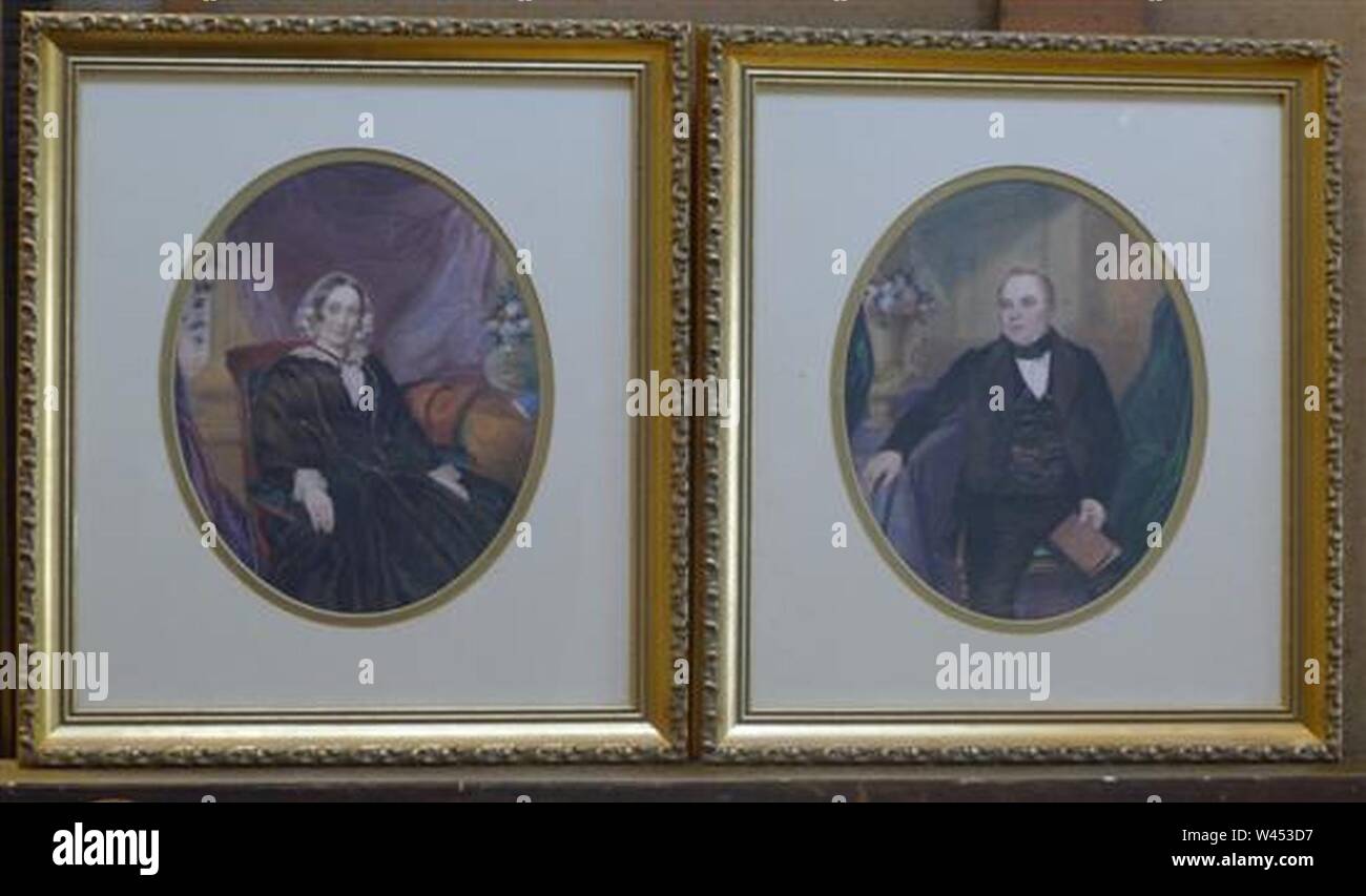 Companion Portraits Mr. & Mrs. Warre by Frederick William Lock c.1849 ...