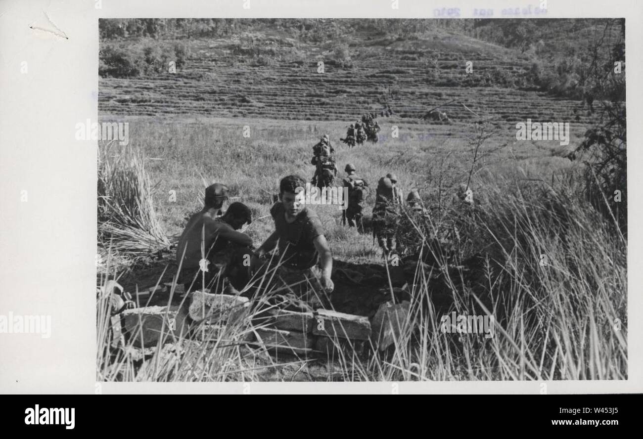 Company H, 2.7 Marines move to secure a CH-46 shot down southwest of ...