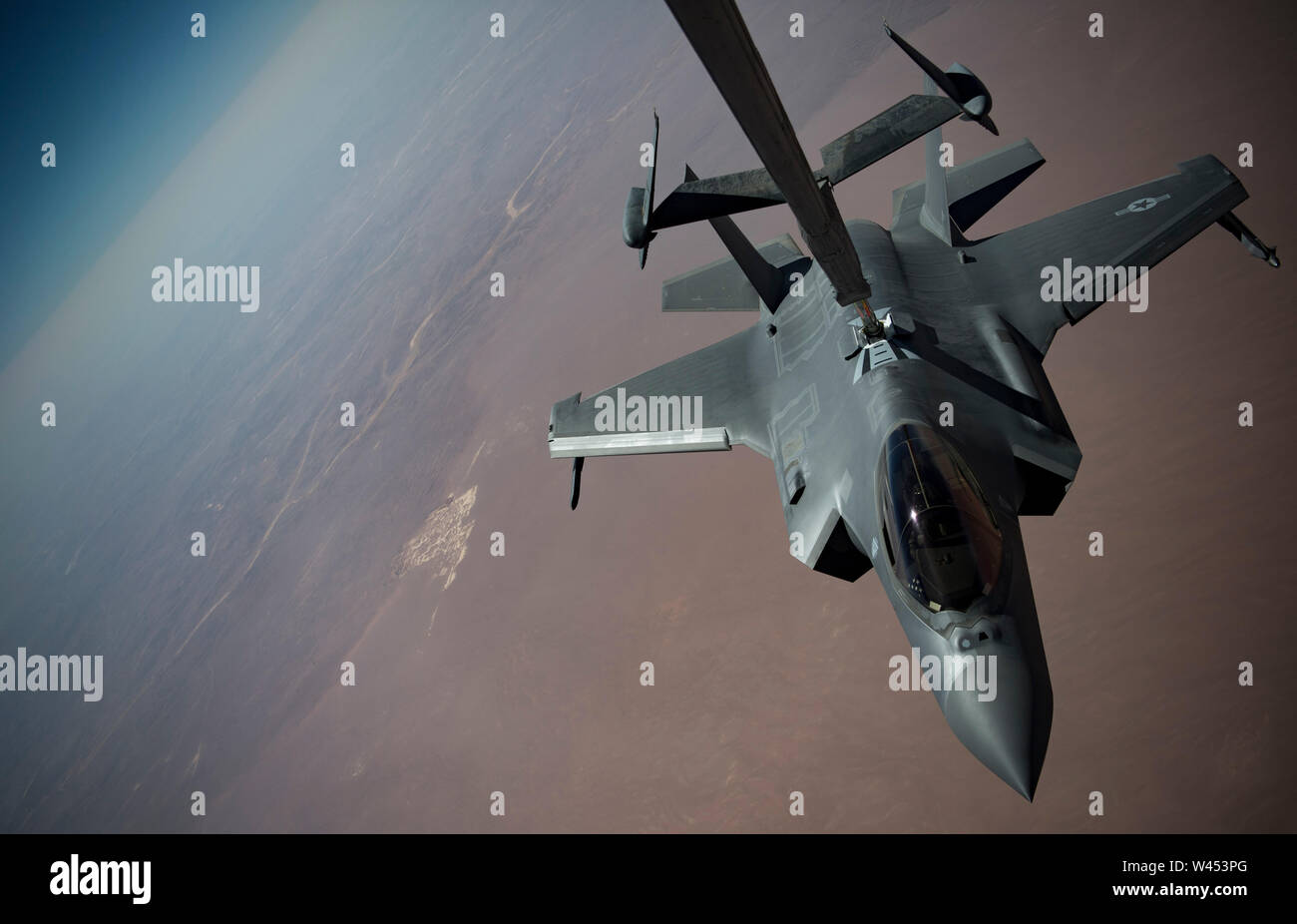 A U.S. F-35A Lightning II conducts aerial refueling with a KC-10 ...
