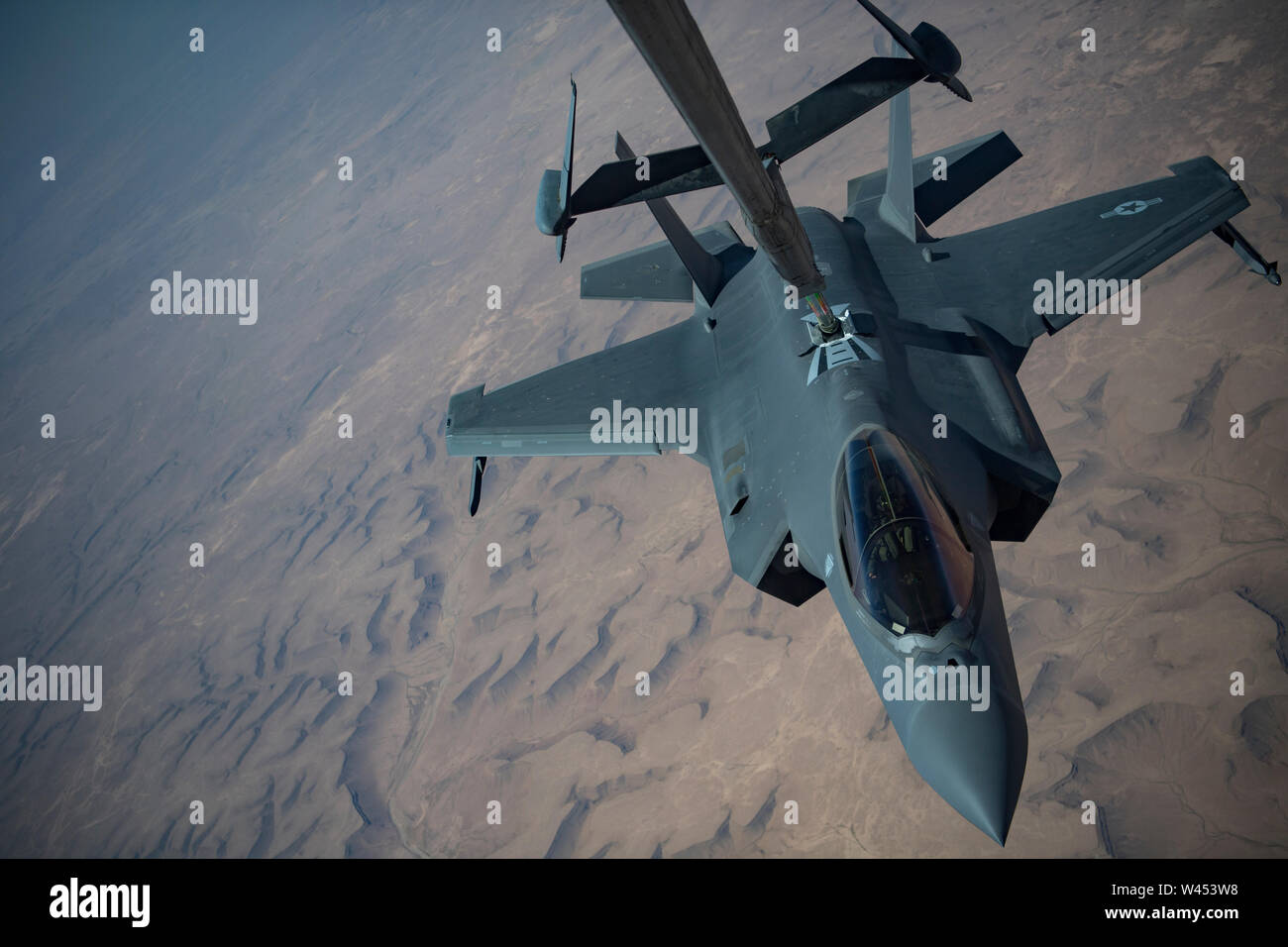 A U.S. F-35A Lightning II conducts aerial refueling with a KC-10 ...