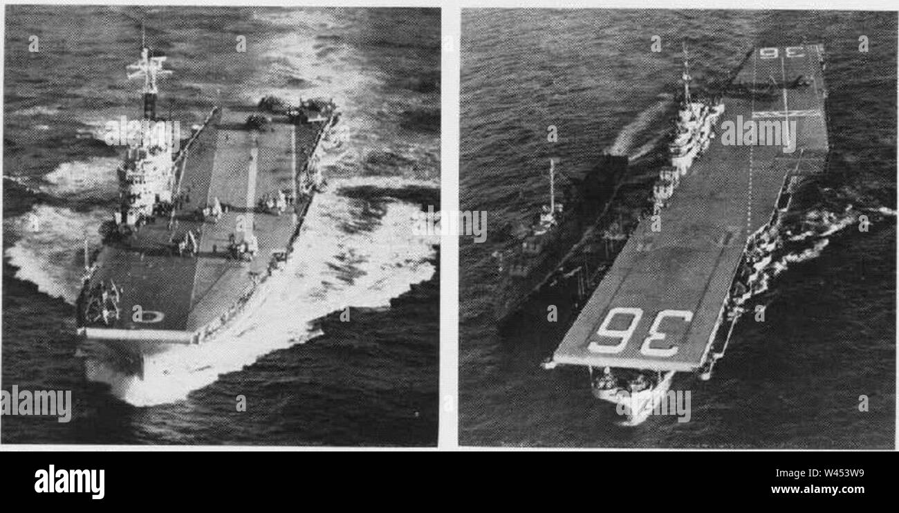 Comparison of angled flight decks of HMS Centaur (R06) and USS Antietam ...