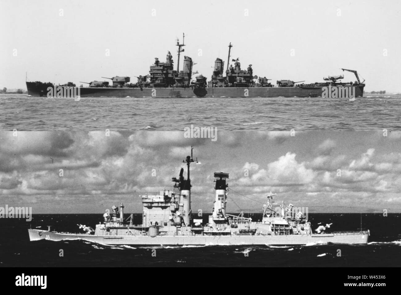 Comparison of USS Chicago as heavy cruiser CA-136 in 1945 and as guided ...