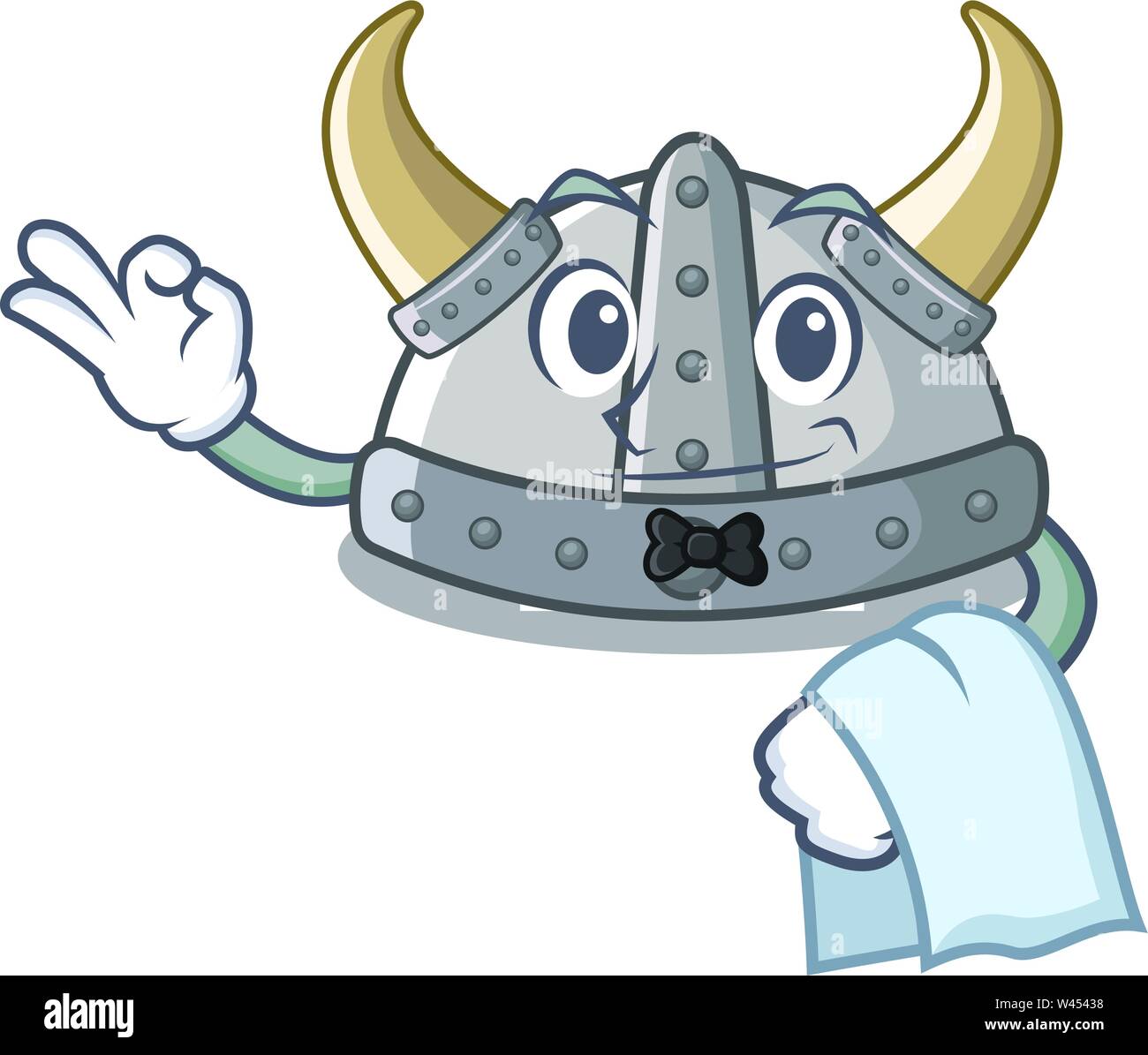 Waiter viking helmet toys on mascot table vector illustration Stock ...