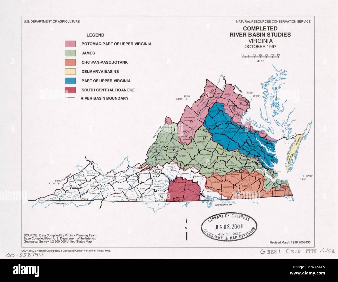 Completed river basin studies, Virginia - October 1997 Stock Photo - Alamy