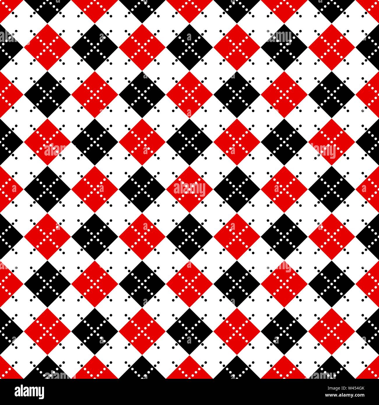 Seamless argyle pattern with dashed lines in red, black and white ...