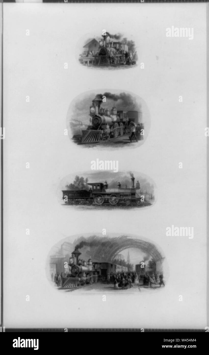 Composite of four railroad trains Stock Photo - Alamy