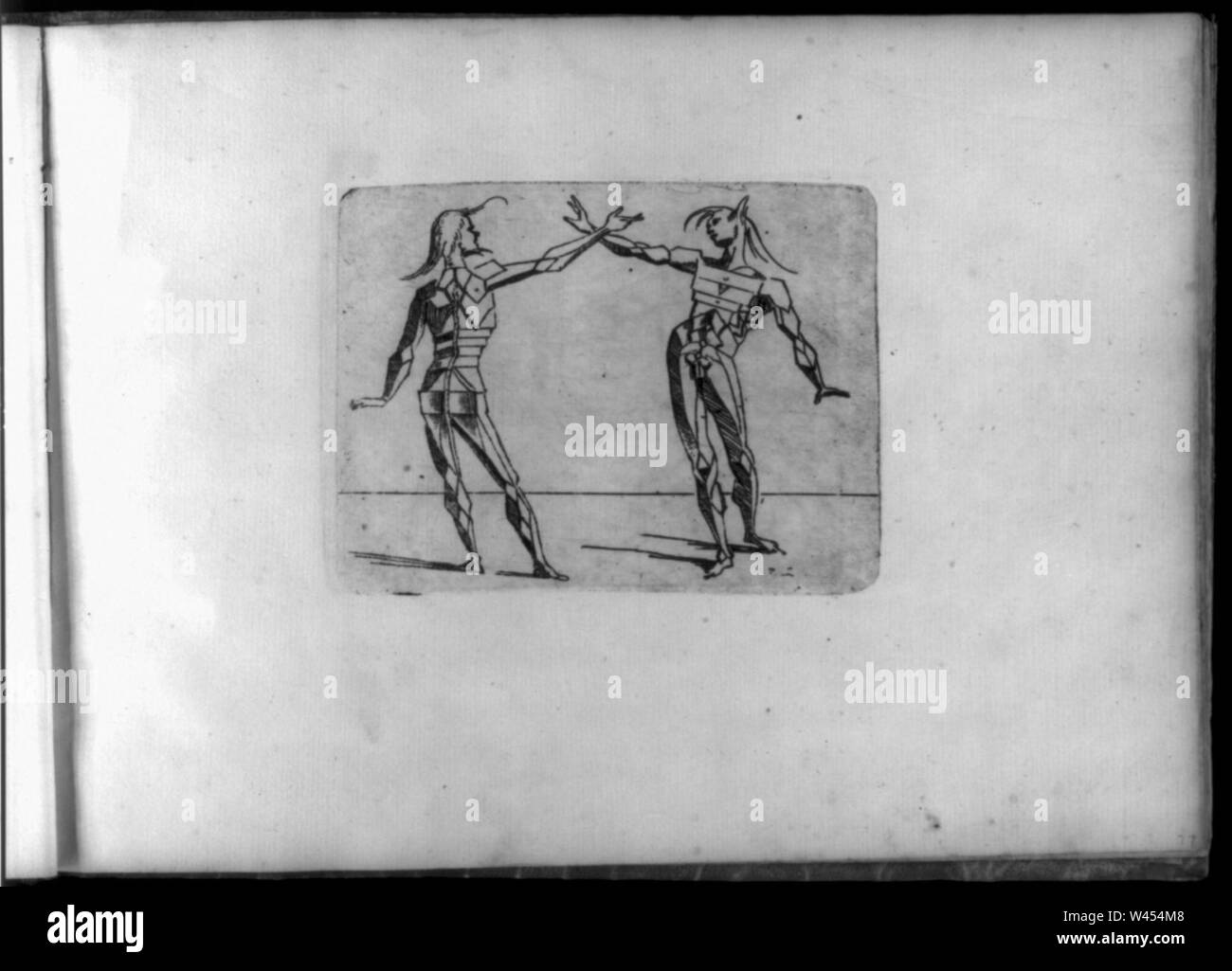 Composite figures in cubist and surrealistic style composed of ...