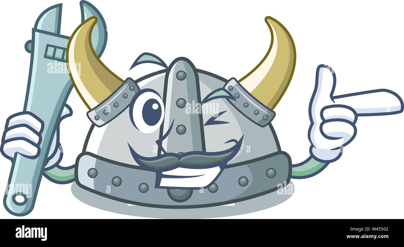 Mechanic viking helmet in the a cartoon vector illustration Stock ...