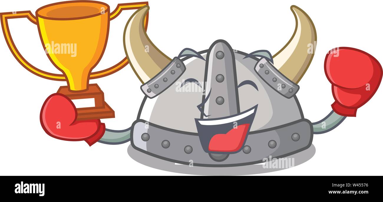 Boxing winner viking helmet in the a cartoon vector illustration Stock ...